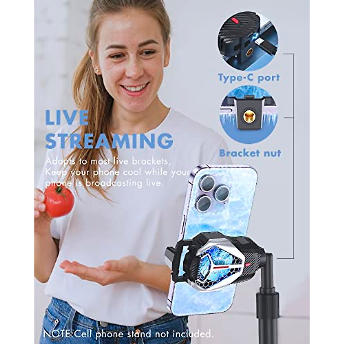ACEDAYS Phone Cooler, Phone Cooling Fan with Semi-Conductor Cooling Chip, Universal Cellphone Radiator for Tiktok Live Streaming, Outdoor Vlog, Mobile Gaming.