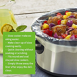 ECOOPTS Slow Cooker Liners (30 Liners), 14" × 22" Pot Liners Fit 6-10 Quarts, Disposable Cooking Bags Suitable for Oval & Round Pot, BPA Free (14" × 22")