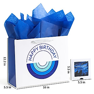 Amvivet 13” Birthday Gift Bag with Uniquely Designed Card and Tissue Paper Birthday Bag for Men Boys (It’s Your Birthday)