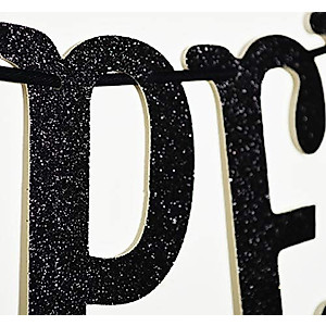 Qttier Aged to Perfection Banner for 50th 60th 70th 80th 90th 100th Birthday Anniversary Party Decorations Assembled Supplies Decor Favors Bunting Photo Booth Props Sign (Black Glitter)