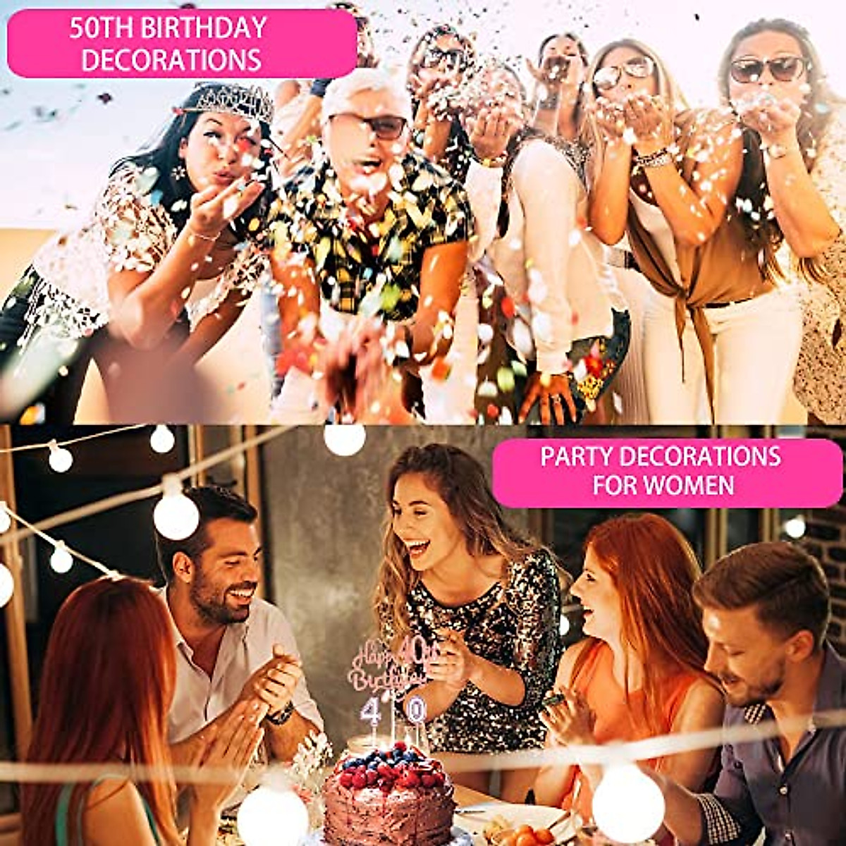 50th Birthday Decorations Women – 50th Birthday Gifts for Women – Rose Gold Happy Birthday Decorations for Girls – Includes Birthday Crown, Birthday Sash, Cake Topper – Beautiful Elegant Design (50th)