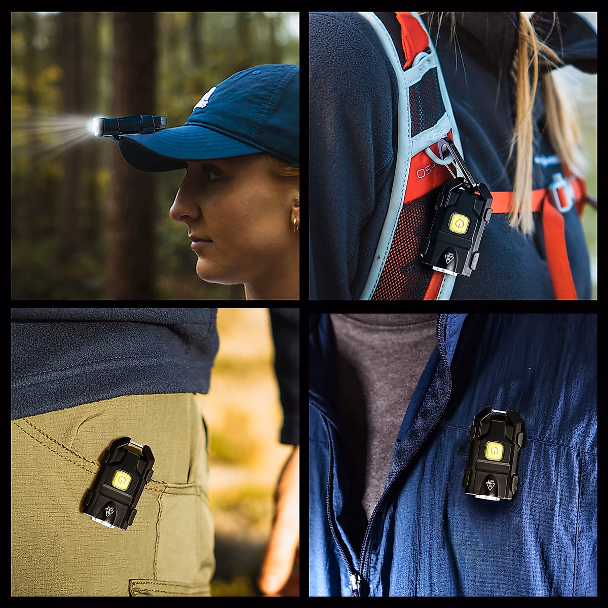 Anhay Mini Flashlight Keychain -500 Lumens Rechargeable Pocket LED Flashlight with 3 Light Modes, Waterproof Design,EDC Keychain Flashlight with Hat Clip and Carabiner for Outdoor Hiking,Travel