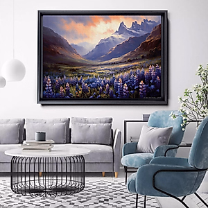 Enchanting Texas, Native Texas Hill Country Bluebonnet Landscape - Fine Art Print Mounted in a White Mat Board