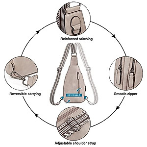 CLUCI Sling Bag for Women Crossbody Leather Fanny Packs for Women Large Sling Backpack Chest Bag for Travel Hiking Cycling Grey