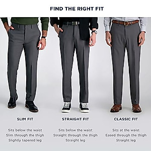 Haggar mens Eclo Stria Expandable-waist Plain-front dress pants, Brown, 38W x 32L US