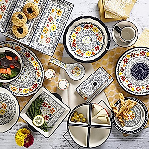 Laurie Gates by Gibson Hand Painted Luxembourg Dinnerware Set, Service for 4 (16pcs), Floral