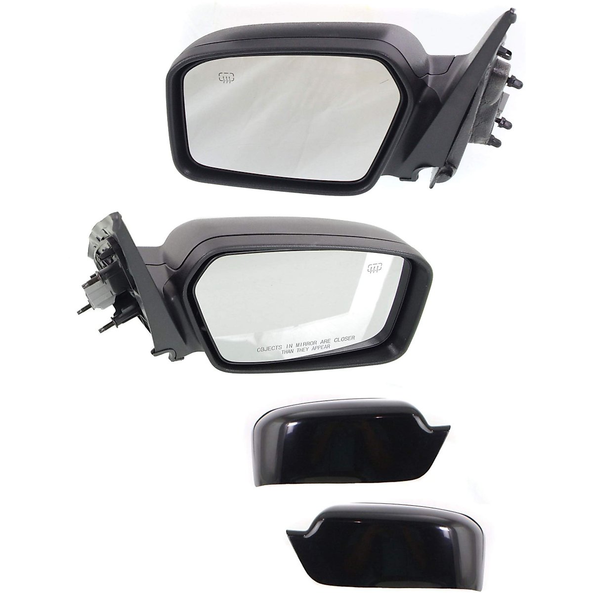 Kool Vue Left & Right Power Heated Door Mirrors Compatible With Ford Fusion 2006-2012 With Puddle Lamp with 2 Caps Pair