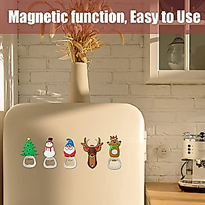 Magnetic Beer Bottle Opener 5 Pcs, Christmas day Cute Fridge Magnet Corkscrew Home Decoration Easy to Store, Beer Perfect Festival Gifts for Men Women Mother Friends Girlfriend and Boyfriend