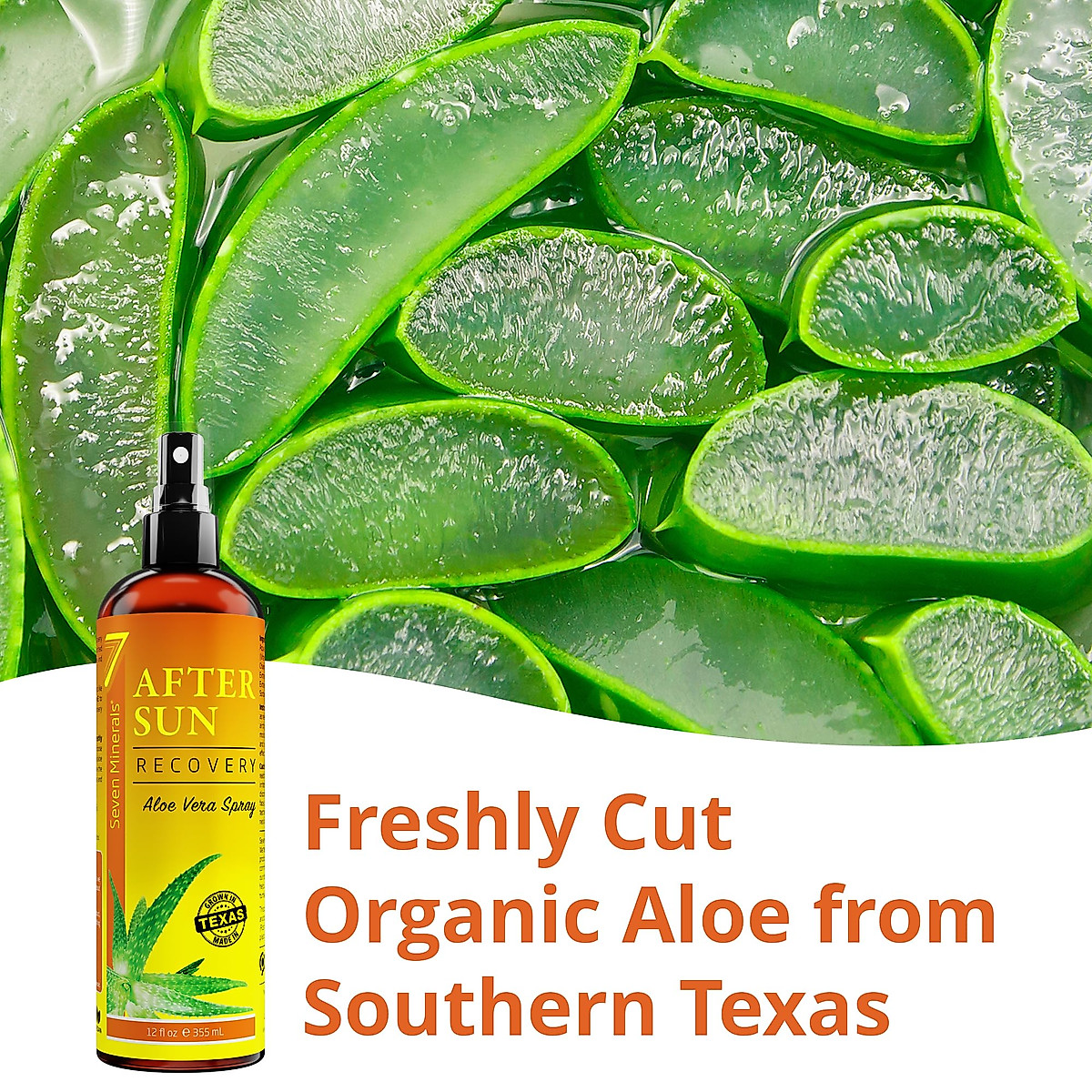 Seven Minerals NEW After Sun Solar Recovery Spray with Aloe Vera - For Skin & Face with Instant Sunburn Relief. Unlike Regular Aftersun Spray With Mango & Chamomile (12 Oz)