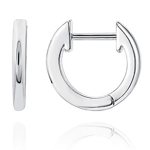 PAVOI 14K White Gold Plated Cuff Earrings Huggie Stud | Small Hoop Earrings for Women