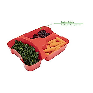 Mind Reader Meal Prep Food Storage Plastic Containers with Lids, Removable Compartment Sectionals Set of 22 (49 pcs, 98.5 cups total), Red