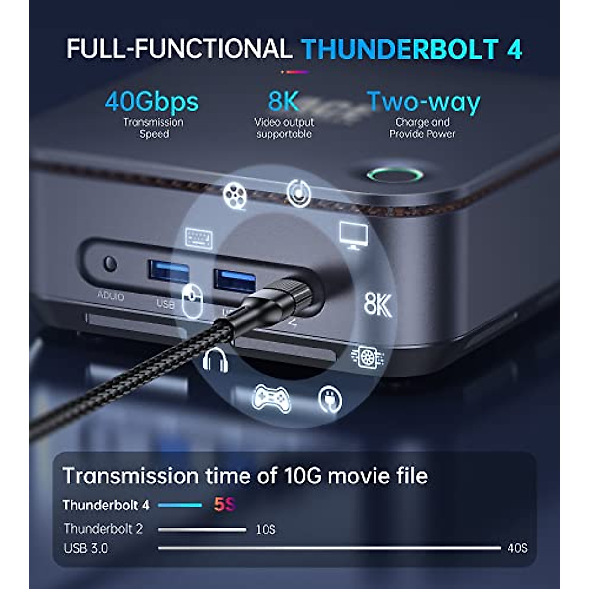 Mini PC with Speaker, Intel i7 11390H(4C/8T, up to 5.0GHz) 16GB DDR4 512GB NVME SSD, Micro Desktop Computer Support 8K UHD/WiFi 6/BT5.2/USB-C, Small PC Windows 11 Pro with Fingerprint Login