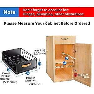 Pull out Cabinet Organizer Fixed with Adhesive Nano Film,Heavy Duty Slide out Pantry Shelves Drawer Storage,Sliding Mesh Cabinet Basket with Handle for Kitchen, Bathroom,Home,15.7"X 9.8"X 6.2"