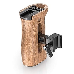 SmallRig Universal Side Wooden NATO Handle Grip DSLR Camera Cage w/Cold Shoe Mount Built-in Wrench, Threaded Holes – 2187