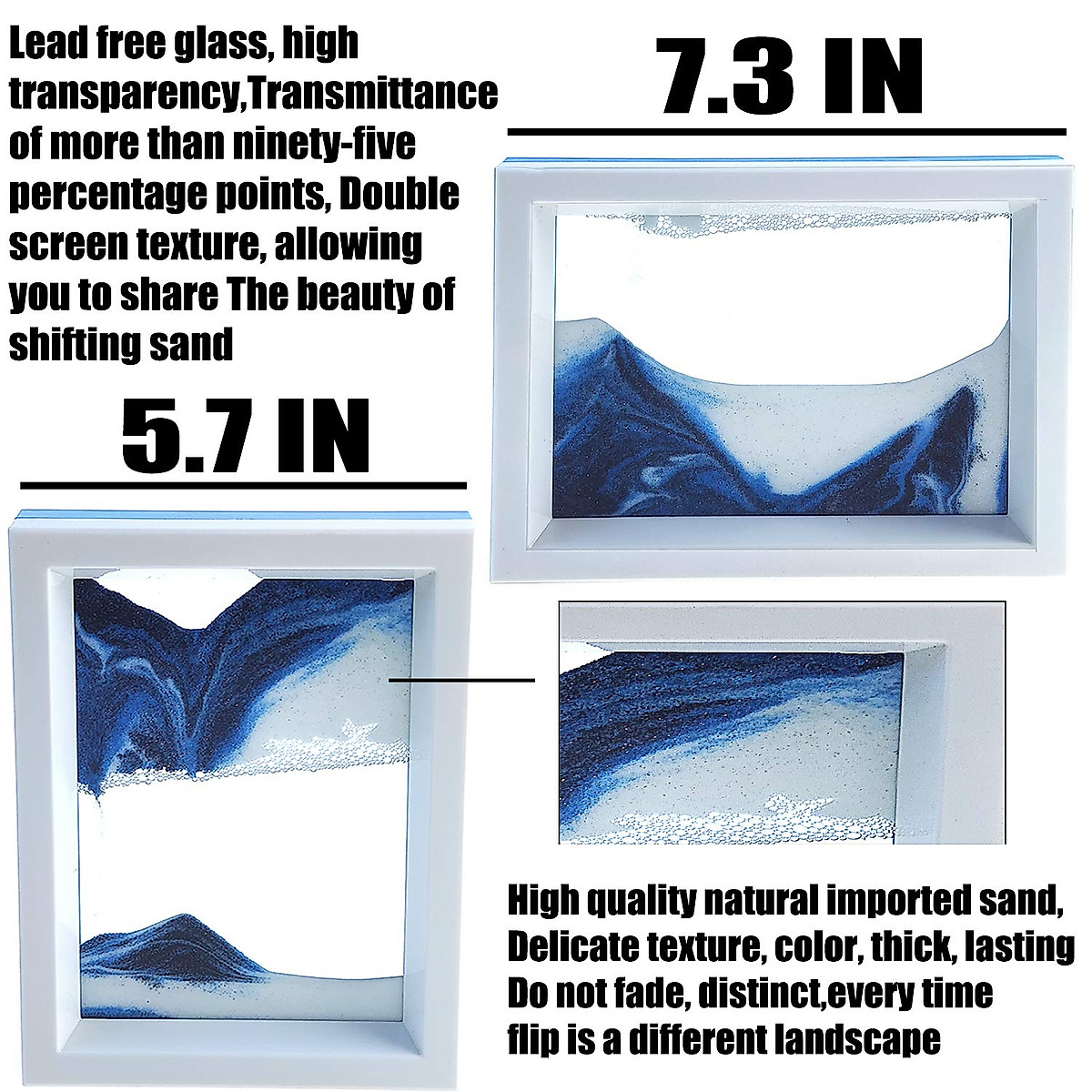 LYPGONE Moving Sand Art Picture Dynamic Sand Picture Flowing Sand Picture Desktop Art Toys Voted Best Gift!(Ocean Heart)