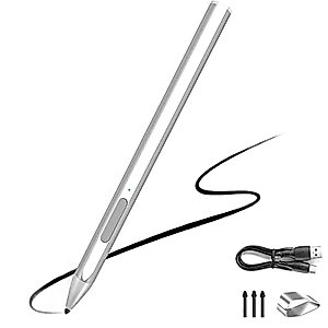 Stylus Pen for Microsoft Surface Pro9/8/7/6/5/4/3/X Surface Laptop/Book/Studio Surface 3/Go/Go2/Go3, 4096 Pressure Sensitivity, Pen for Surface with Magnetic Adsorption, Palm Rejection (Sliver)