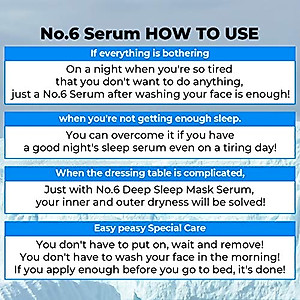 numbuzin No.6 Deep Sleep Mask Serum | Instant, Long Lasting Hydration, Hyaluronic Acid, Niacinamide, Refreshing Iceland Glacier Water | Korean Skin Care for Face, 1.69 fl oz