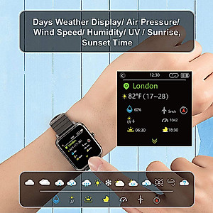 Tinwoo Smart Watch for Women Men, All-Day Activity Tracker Bluetooth Fitness Pedometer,Smart Watches for iOS, Android Phone, with Heart Rate Monitor (TPU Band Black)