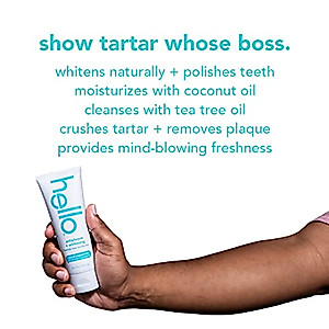 Hello Antiplaque Whitening Toothpaste, Fluoride Free Toothpaste for Teeth Whitening with Natural Peppermint Flavor and Tea Tree Oil, Peroxide Free, Gluten Free, SLS Free, 3 Pack, 4.7 OZ Tubes