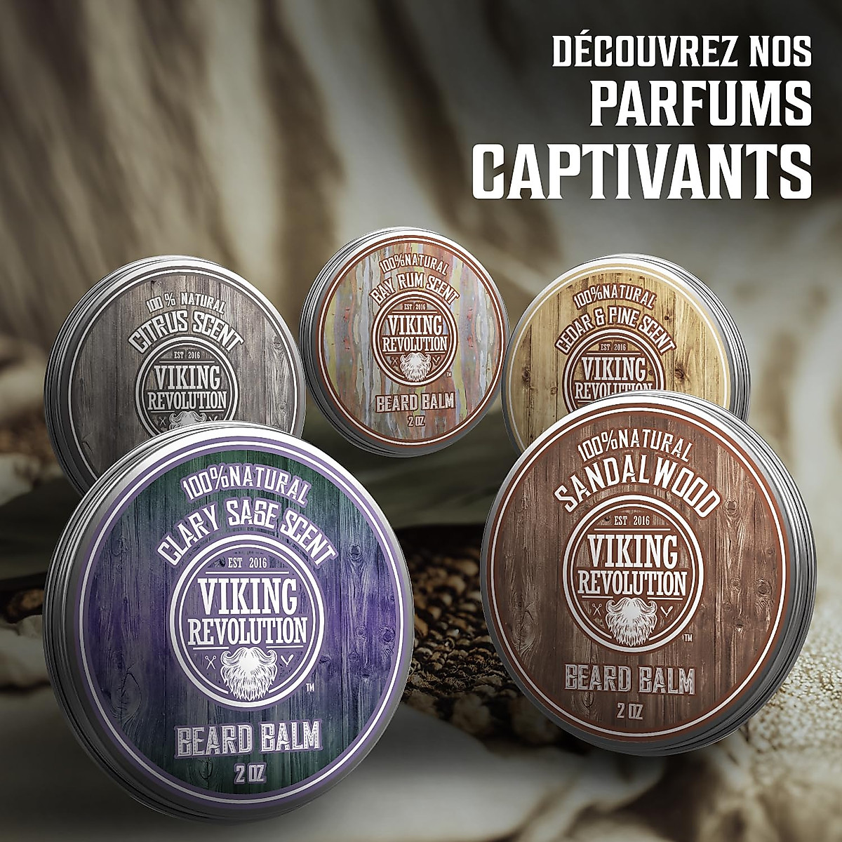 Viking Revolution Beard Balm - All Natural Grooming Treatment with Argan Oil & Mango Butter - Strengthens & Softens Beards & Mustaches - Citrus Scent Leave in Conditioner Wax for Men - 1 Pack