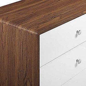 Modway Transmit Mid-Century Modern 60" Wood Dresser in Walnut White