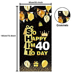So Happy IM Forty Today Happy 40th Birthday Banner Confetti Cheers to 40 Years Old Bday Theme Decor Decorations for Him Her Men Women Funny 40th Birthday Party Supplies Black and Gold