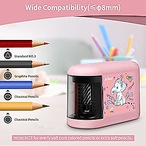 AFMAT Electric Pencil Sharpener for Kids, Cute Pink Pencil Sharpener (Elephant Pattern), Cordless Pencil Sharpener for 8mm Pencils, Battery Operated Electric Pencil Sharpener for Home, Office, School