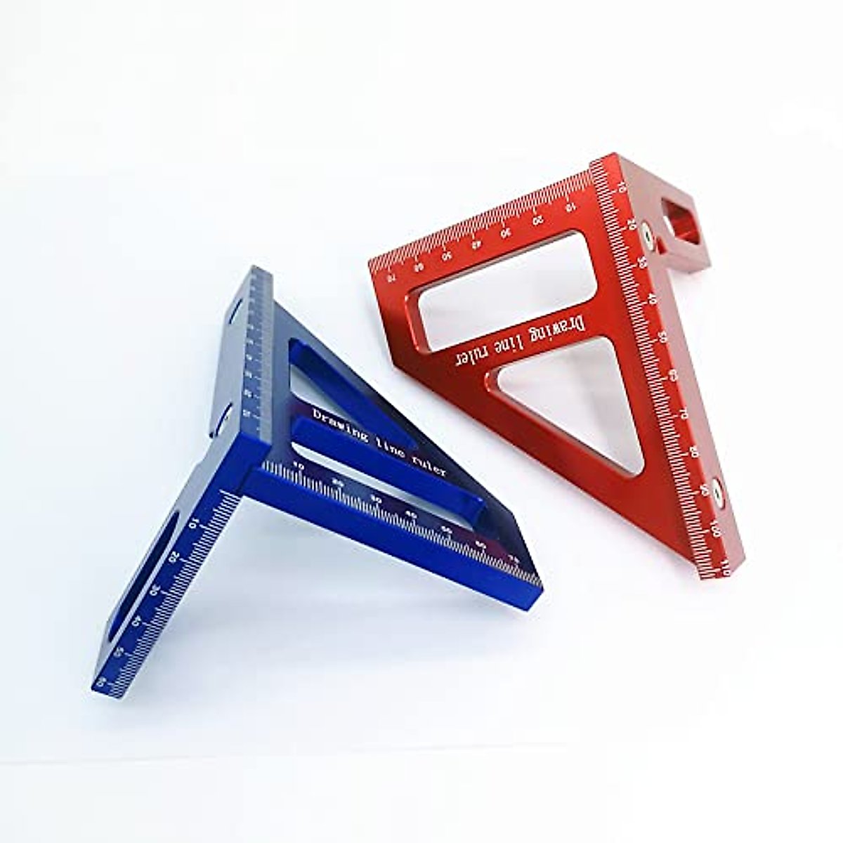 Singring 45 Degree Square Triangle Ruler Scriber 3D Multi Angle Measuring Ruler Mitre Angle Ruler Measuring Template Tool (Red)
