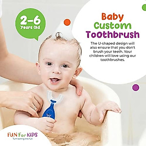 ZOFREY Kids Toothbrushes U Shape 4 Pack - Kids Toothbrushes with Safari Animals and 4 Free E-Books, U Shaped Toothbrush Kids Age 2-6, 360 Toothbrush Toddler, Autism Toothbrush for Kids, BPA Free