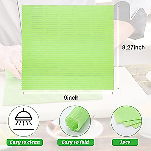 3 Pieces Kitchen Sushi Rolling Mat Non Stick Sushi Making Kit Japanese Plastic Sushi Rolling Maker Homemade for Home Kitchen DIY Sushi Plate Mat (Green)