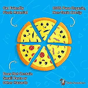 Little Scratchers Pizza Cat Toys (Large) - Includes 6 Pizza Catnip Toys & Thick Cardboard Cat Scratch Pad, Cat Gift Set, Funny Cat Gifts for Christmas, Cat Birthday Toys, Cute Cat Scratcher Toys