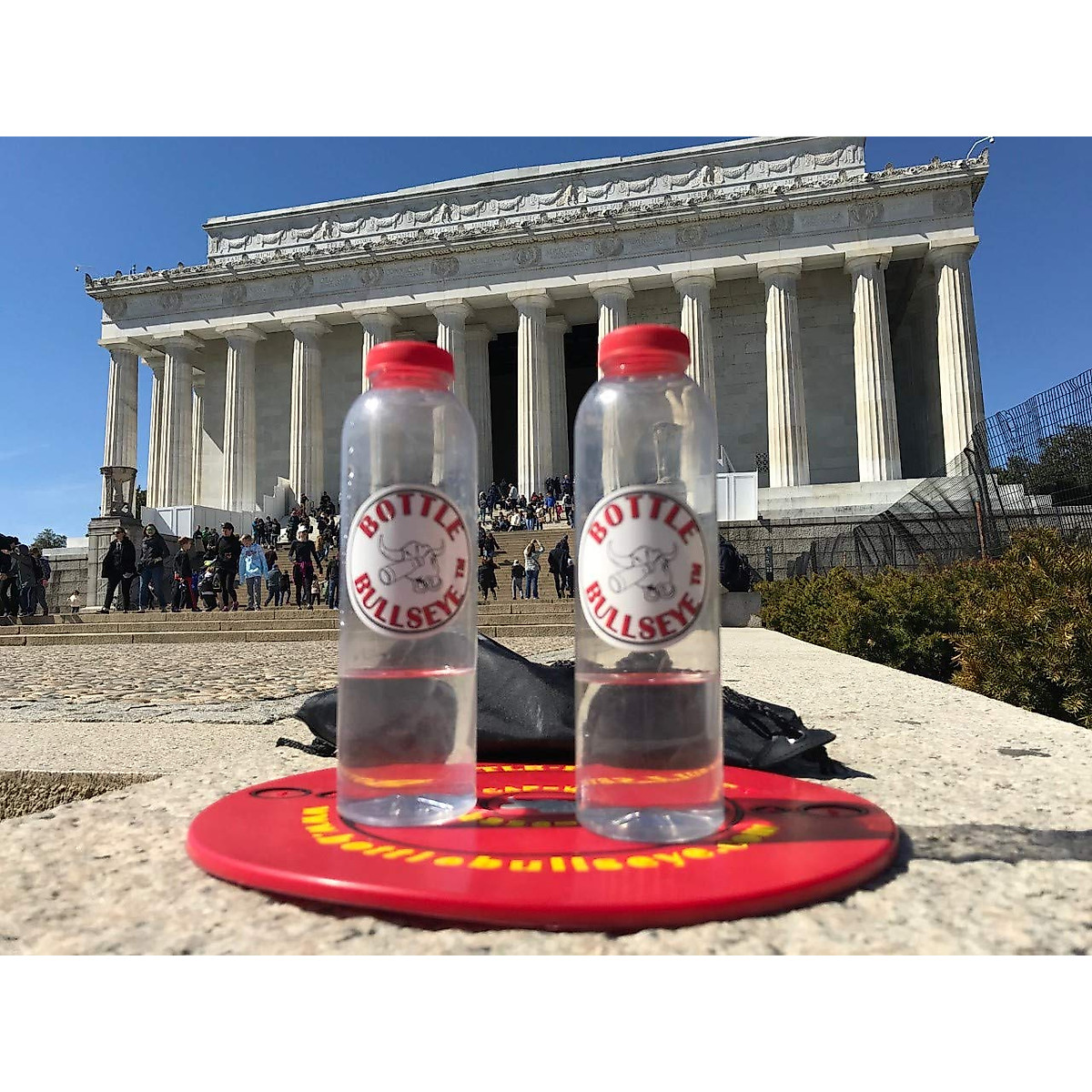 Bottle-Bullseye™ Official Travel Kit - Fun Indoor & Outdoor Game Like Darts. Play Almost Anywhere: Parties, picnics, Camping, Tailgating. Durable Weatherproof Target & Bottles are Made in The USA!!