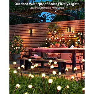4 Pack 48 Big LEDs Solar Garden Lights-Firefly Lights Solar Outdoor Waterproof-2 Lighting Mode Solar Swaying Pathway Lights, Sway By Wind-Warm White Outdoor Solar Lights For Yard Patio Landscape Lawn