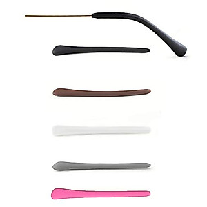 HengKe 5 Pairs Colorful Anti-Slip Silicone Eyeglass End Tips Glasses Ear Hooks Sport Eyeglass Strap Holder Temple Tips Spectacle Retainers, Anti-Slip Elastic Comfort Glasses Retainers, Black Clear