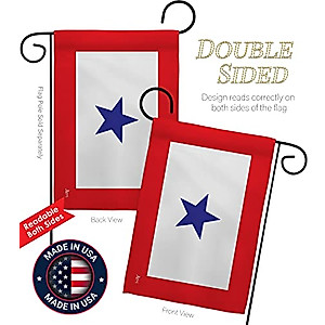 Blue Star Service Garden Flag - Set with Stand Armed Forces Military All Branches Support Honor United State American Veteran Official - House Banner Small Yard Gift Double-Sided 13 X 18.5