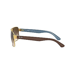 Ray-Ban Men's RB3530 Square Sunglasses, Gold/Brown Gradient Dark Brown, 58 mm + 1