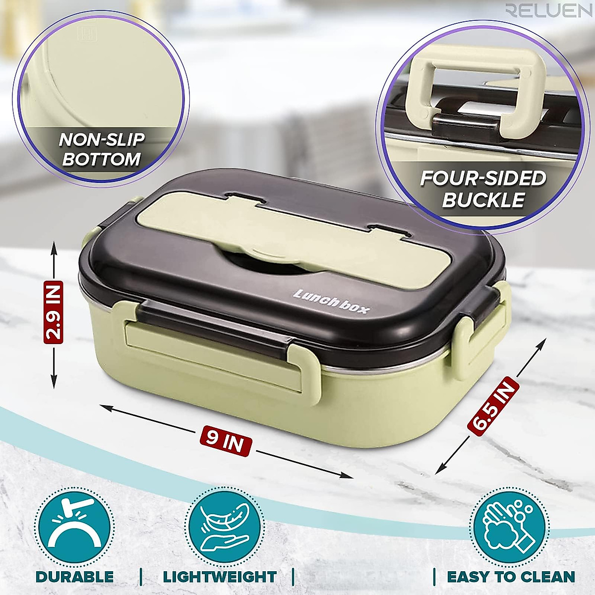 Lunch Box for Adults - Lunch Container with Compartments - Stainless Steel Lunch Box Food Warmer - Reusable Bento Box Lunch Warmer For Heating Food - Bento Lunch Box for Office Work for Men Women