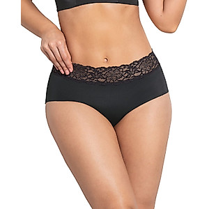 Leonisa Lace Panties for Women Hipster or Cheeky Lace Underwear Black