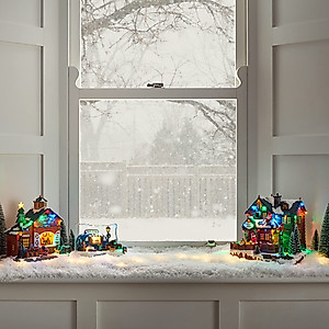 Lights4fun, Inc. Christmas Village Reindeer Lodge Pre-Lit Multicolored LED Battery Operated Light Up Holiday Decoration