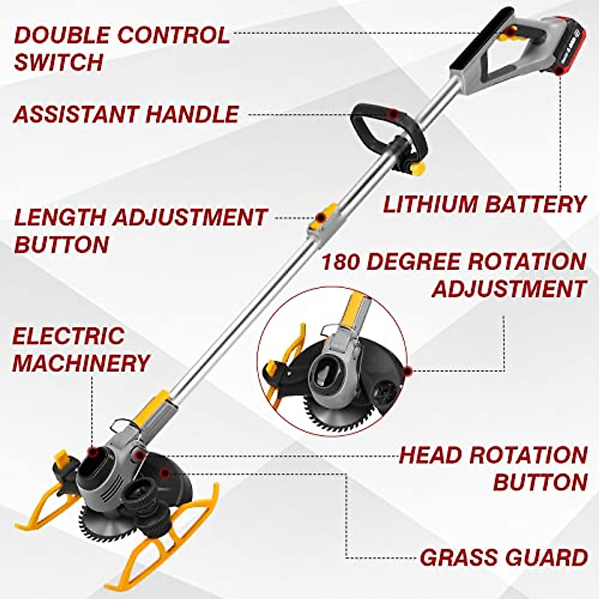 Weed Wacker Cordless - Battery Powered Weed Whacker Eater Rechargeable 3 in 1 - One 4.0 Ah Battery, AGUTEGUTE Weed Whacker Cordless 20V Electric Grass Edger Trimmer with Blade and Charger (One 4.0 Ah)