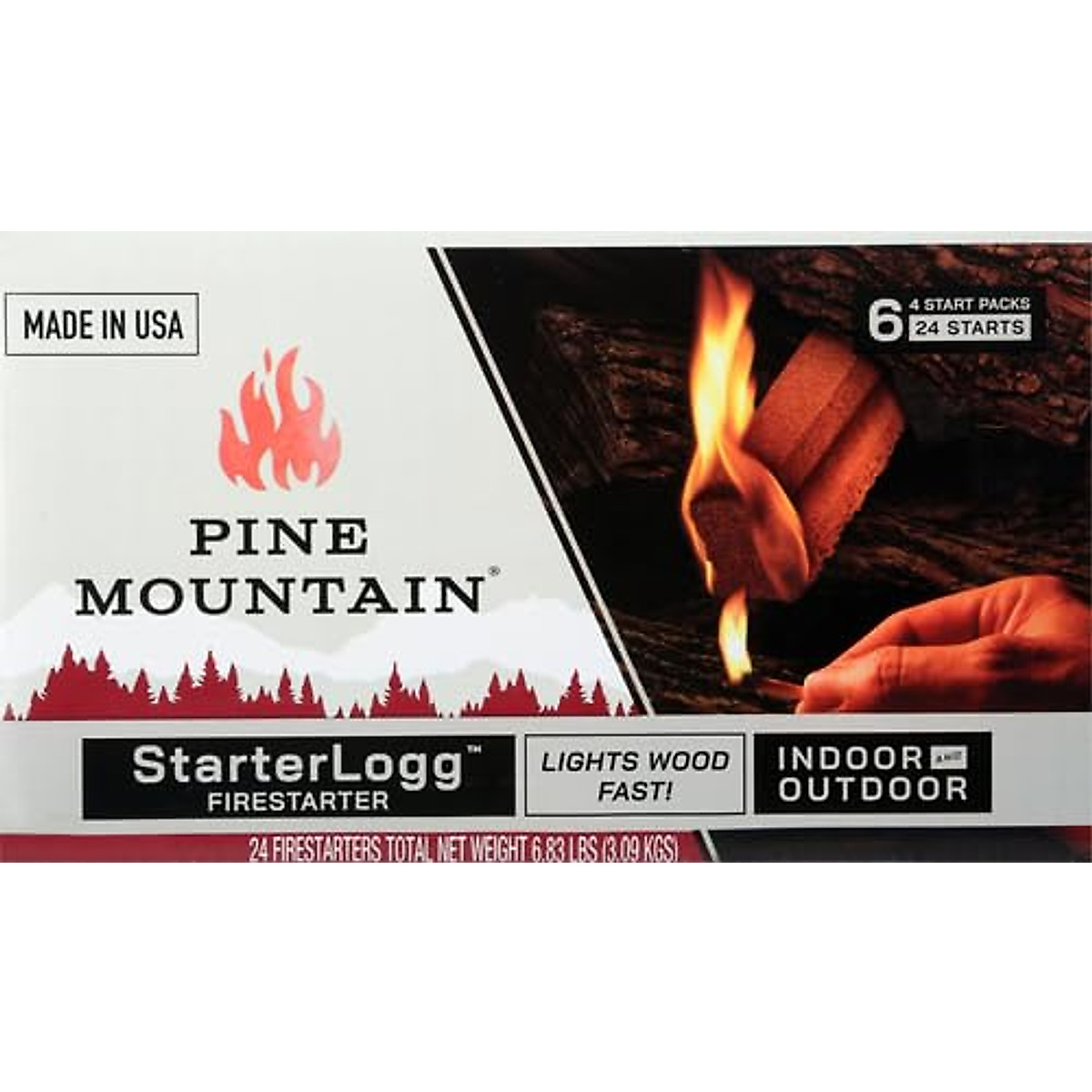 Pine Mountain StarterLogg Select-A-Size Firestarting Blocks, 24 Starts Firestarter Wood Fire Log for Campfire, Fireplace, Wood Stove, Fire Pit, Indoor & Outdoor Use, Red