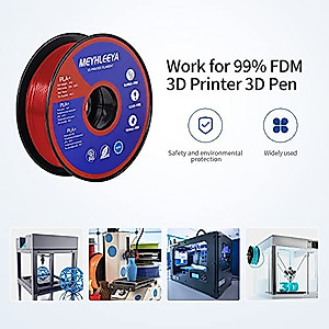 MEYHLEEYA PLA 3D Printer Filament, Neatly Wound PLA Filament 1.75mm Dimensional Accuracy +/- 0.02mm, Fit Most FDM 3D Printers, Good Vacuum Packaging Consumables, 1kg Spool (2.2lbs), 330 Meters,RED