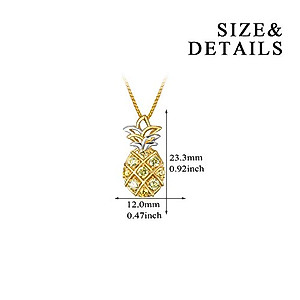 AOBOCO 925 Sterling Silver Pineapple Necklace Gold Plated Pendant Jewelry Gift for Women