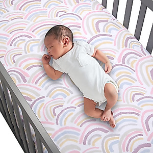Lambs & Ivy Signature Rainbow 100% Organic Cotton Breathable Fitted Crib Sheet