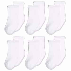 Jefferies Socks baby girls Unisex Newborn Seamless Sport Half Cushion Crew Socks 6 Pack, White, 0-3 Months US
