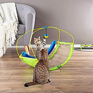PETMAKER Interactive Cat Toy Rocking Activity Mat- Swing Playing Station with Sisal Scratching Area, Hanging Toy, Rolling Ball for Cats and Kittens