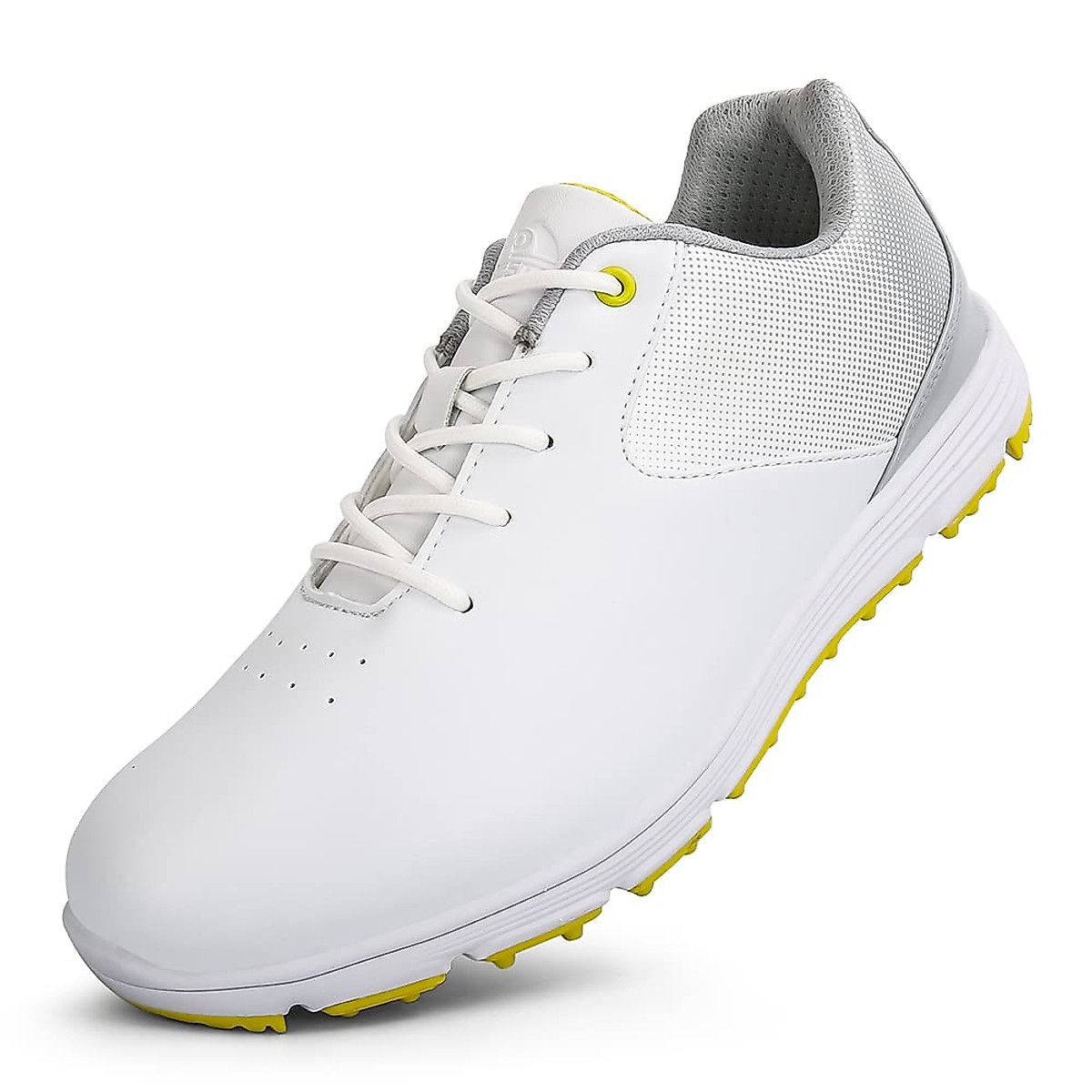 Waterproof Golf Shoes for Men Spikeless Outdoor Golf Sport Training Sneakers Classic Mens Golf Trainers Size 13 14 … (White Yellow, numeric_10)