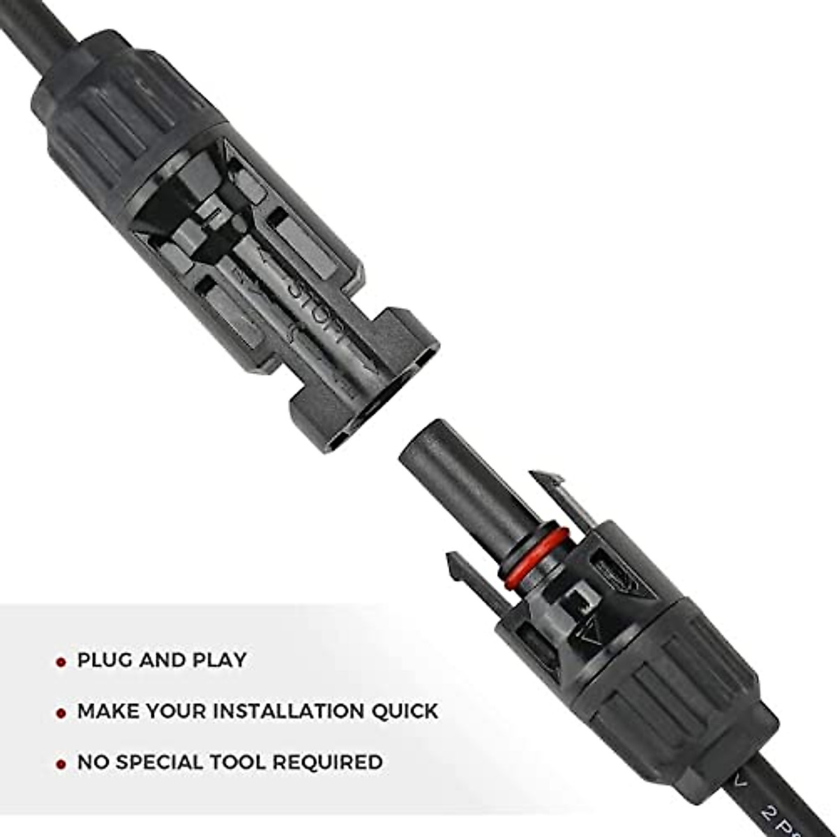 PFCTART Y Branch Solar Wiring Connector Plug, Panel Splitter Connectors and Wires Accessories Charge Controller Kit Solar Cable for Combiner Box (12AWG 1 Pair M/FFF+F/MMM)