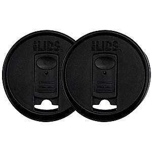 iLIDS Mason Jar Drink Lid, Regular Mouth, Black, Pack of 2