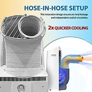 Whynter ARC-1030WN 12,000 BTU (10,000 BTU SACC) NEX Inverter Dual Hose Cooling SMART Portable Air Conditioner, Dehumidifier, and Fan with Wi-Fi, up to 500 sq ft in White